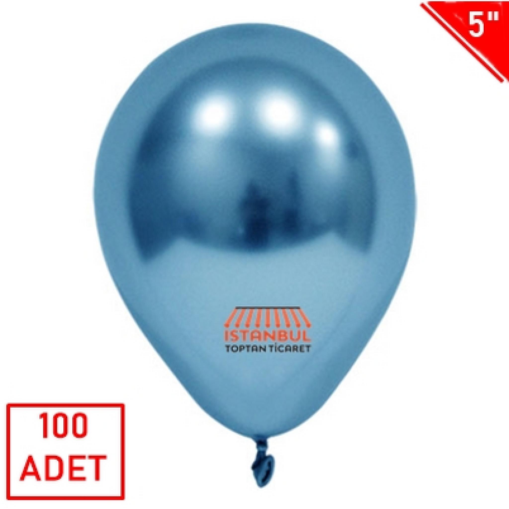 Mini Boy Parlak Krom Balon Mavi Renk - İstanbul Toptan Ticaret